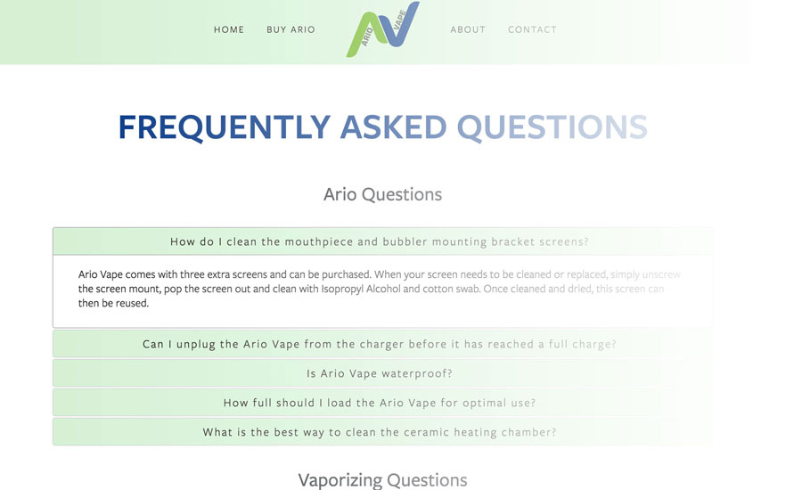 Ario Vape by KindTyme: A Squarespace Website Design Project